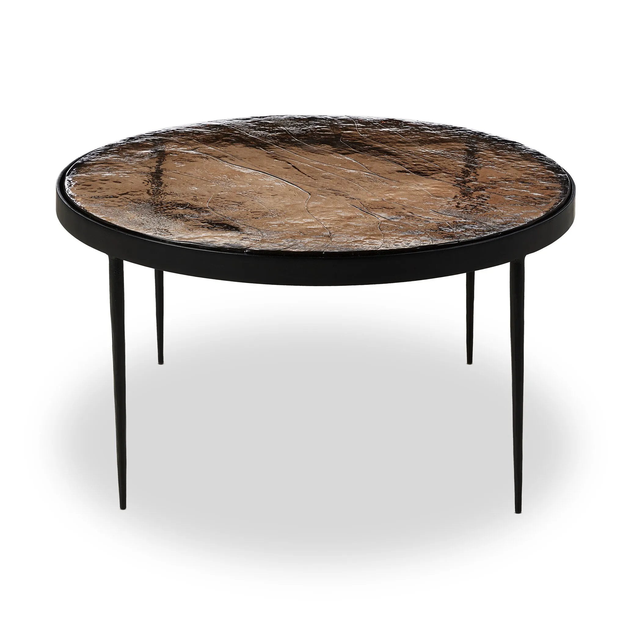 Yoko Smoked Brown Cast Glass Nesting Table | Amethyst Home